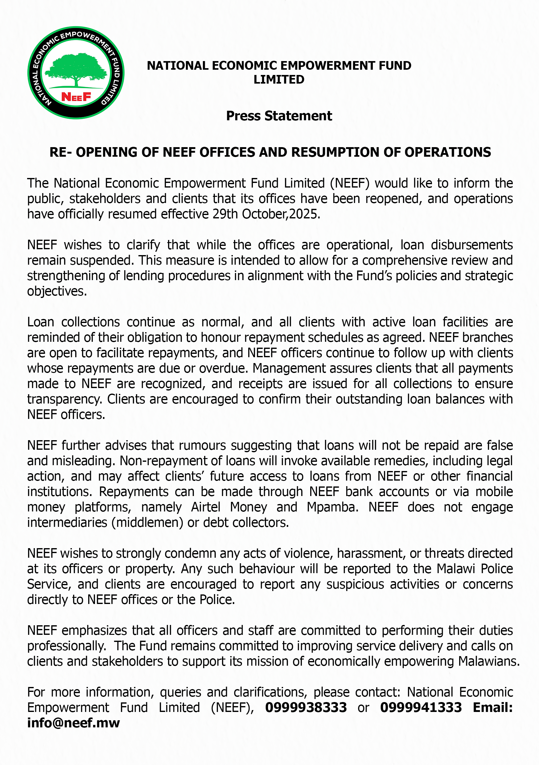 NEEF - Empowering Malawians Economically